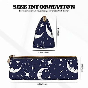 Triangle Leather Pencil Case With Zipper Moon And Star Pencil Bag Makeup Cosmetic Pouch For Girls Boys School Work Office