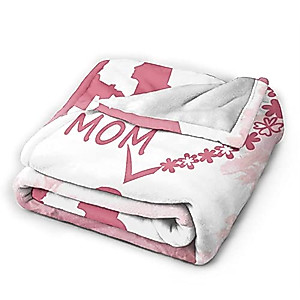 HELERKOL Mom Gift Blanket,I Love You Mom Gift,Mother's Day Pink Blanket,Birthday Gifts for Mom - Gifts from Daughter or Son(50"x60")