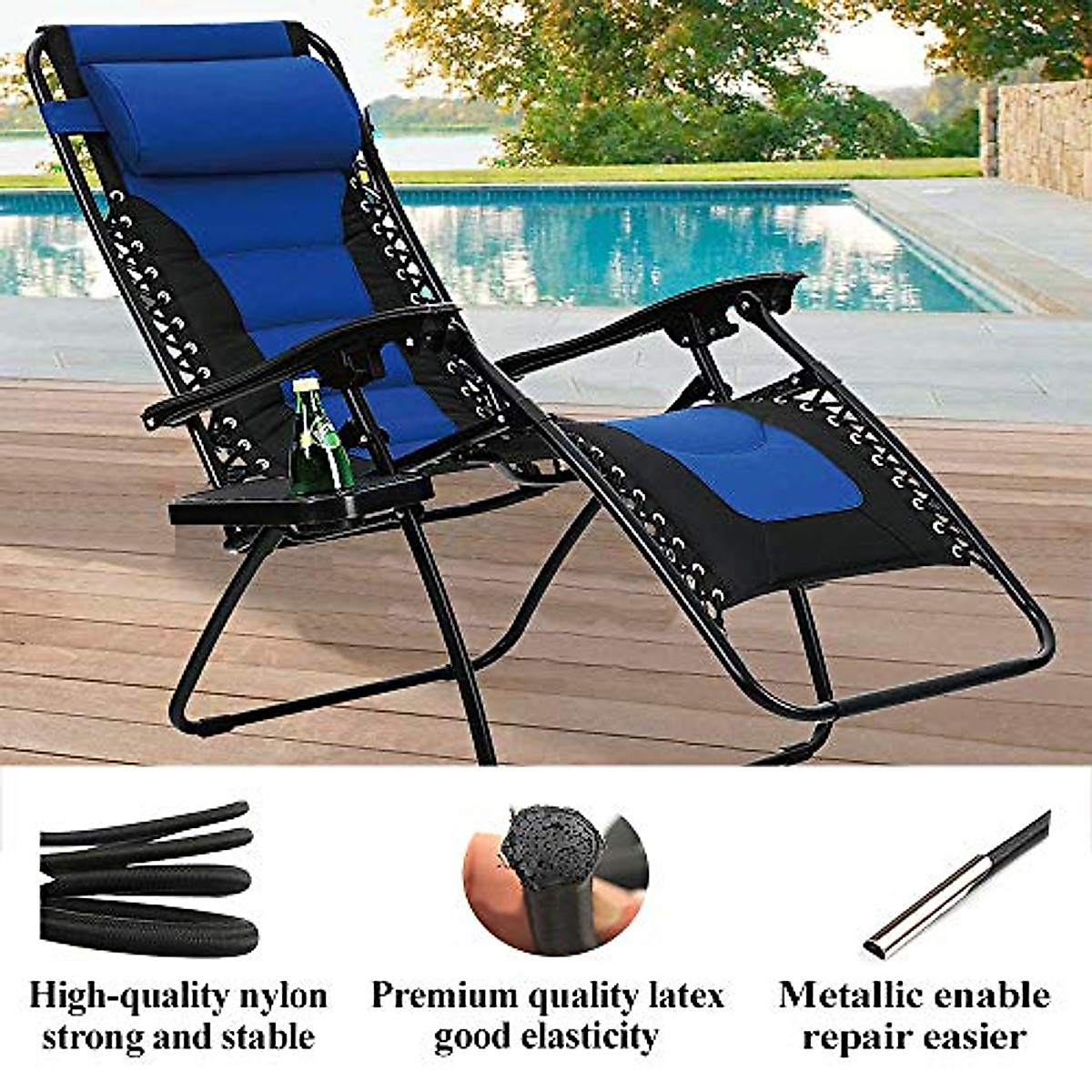 C-CHAIN 8 Cords Replacement Cord for Zero Gravity Chair, Universal Replacement Laces Cord Kit for Zero Gravity Chair, Anti Gravity Chair, Lounge Chair, Bungee Chair, Recliner - Black