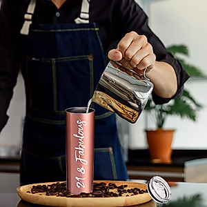 BRT Bearingshui 21st & Fabulous Stainless Steel Tumbler Cup Rose Gold 20 Oz, 21 Birthday Party Decorations Supplies Present, 21 Birthday Gifts Idea for Girl, Gifts for 21 Years Old Girl