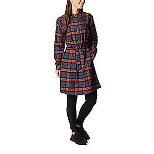 Columbia Women's Holly Hideaway Flannel Dress, Warm Copper Simple Tartan, Medium