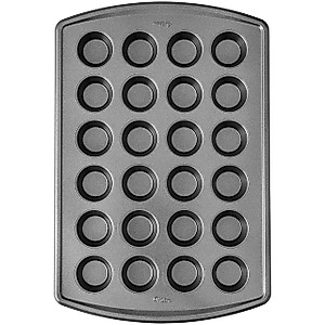 Wilton Advance Select Premium Non-Stick Mini Muffin Pan, 24-Cup Cupcake Pan, Steel, Silver