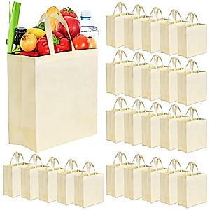 Hacaroa 25 Pack Reusable Grocery Bags, Non Woven Foldable Shopping Bags with Handles Lightweight Tote Bags Portable Shoulder Bags for Supermarket Retail Stores, Shopping Merchandise Events