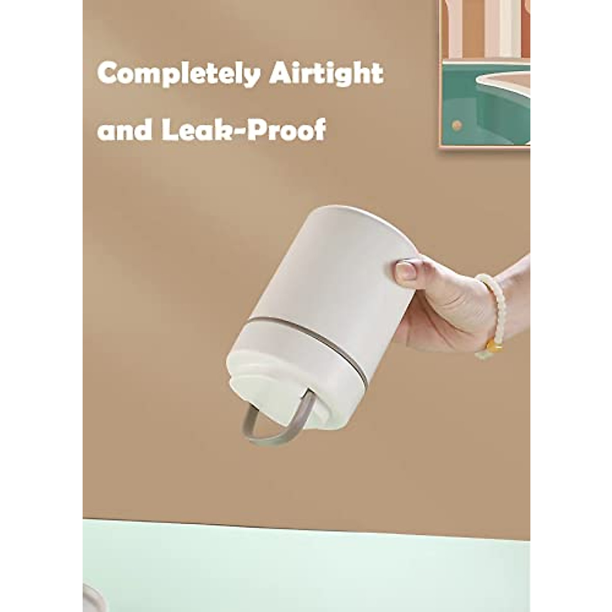 VEMJO 17 Oz Thermos for Hot Food Soup Thermos Insulated Food Jars Vacuum-Insulated Food Jar Stainless Steel Hot Food lunch Container with Folding Spoon Leak Proof (Blue)