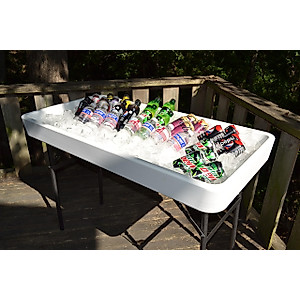 Old Cedar Outfitters Fill and Chill Ice Cooler Folding Table with Large Sink and Drain for Cleaning Fish and Game and Keeping Fish and Food Cold for Parties, Camping and Cleaning