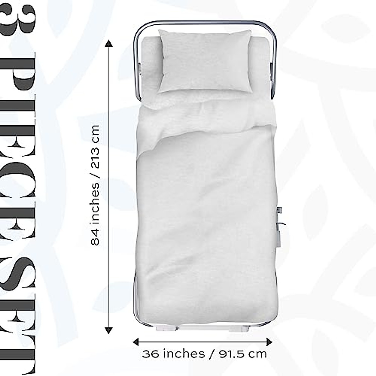 White Classic 3 Piece Hospital Bed Sheet Set, Soft Jersey Knitted T-Shirt Quality, 1 Flat, 1 Fitted, 1 Pillowcase