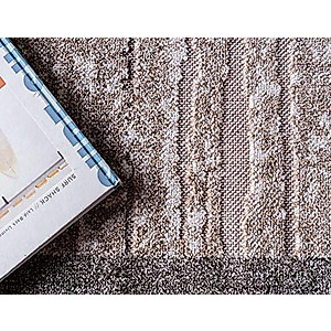 Unique Loom Outdoor Collection Transitional Indoor & Outdoor Casual Carved Tonal Border Area Rug, 6' 0" x 9' 0", Brown/Beige