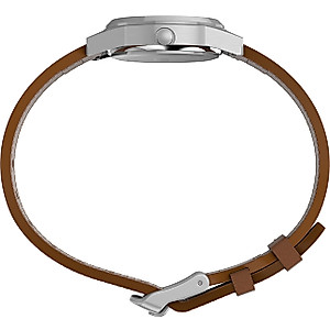 Timex x Peanuts Expedition Scout 40mm Watch – Take Care of The Earth Silver-Tone Case Natural Dial with Brown Ecco DriTan Leather Strap