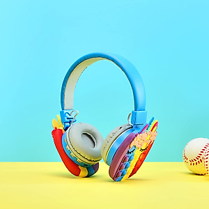 Wireless Bluetooth Noise Cancelling Over-Ear Headphone Silicone Fidget Pop Built-in Mic On-Ear Stereo Headset for Smartphone Tablet Computer (Rainbow Unicorn)