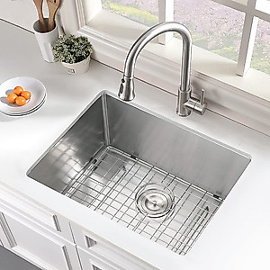 Stainless Steel Undermount Utility Sink-Hovheir 24"x19"x12" Deep Undermount Stainless Steel Laundry Sink Undermount Kitchen Sink 16 Gauge Single Bowl Laundry Room Sink Outdoor Sink