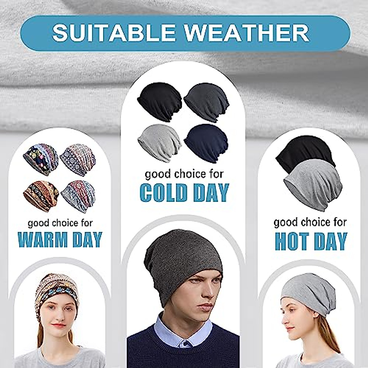ELLEWIN Slouchy Beanie Hip-Hop Hats Cap for Men Women Soft Lightweight Running Adult Beanie Hats