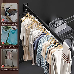ZdwCyl Wall Mounted Clothes Hanger,Clothes Drying Rack,Laundry Drying Rack,Laundry Rack Wall Mount,Space Saver,Retractable Drying Rack Clothing,Collapsible(Tri-Fold), Windproof Holes,with Clips
