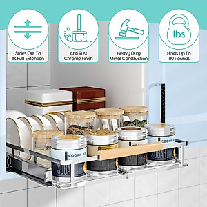 jkxoo 2Pack Expandable Pull Out Cabinet Organizer, Adjustable Width:12.3~18.5''W x 22.5''D Under Sink Organizer, Drawer Storage Shelves for Kitchen, Bathroom, Closet, Pantry, Cupboard, Pots, Pans