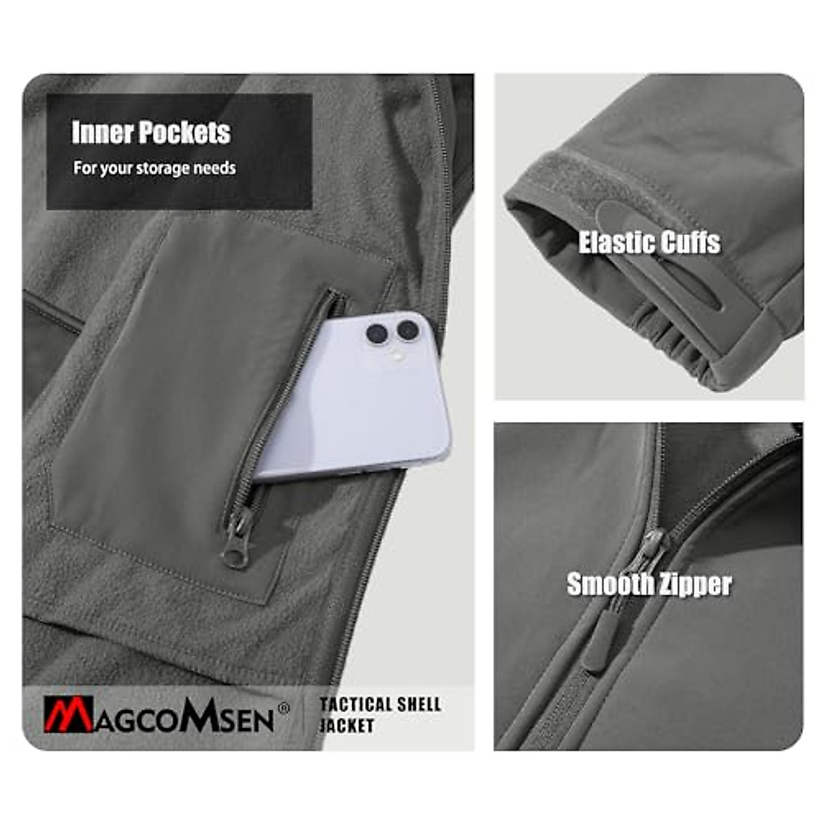 Mens Waterproof Jacket Mens Winter Coat Windproof Jacket Tactical Jackets Rain Jacket Winter Jacket Softshell Jacket for Men Grey XL