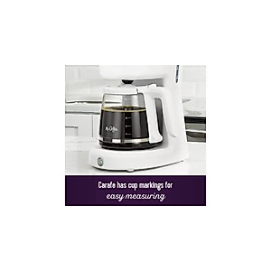 Mr. Coffee 12-Cup Coffee Maker Grab-a-Cup Auto Pause Easy Cleanup White