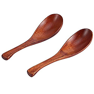 2pcs Household Wooden Soup Short Handle Spoon Dinner Tableware Cutlery Kitchen Accessory