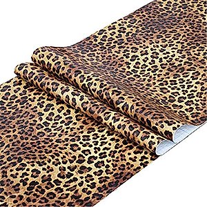 Self Adhesive Vinyl Leopard Print Shelf Liner Contact Paper for Walls Cabinets Dresser Drawer Furniture Table Desk Decal 17.7X117 Inches