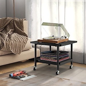 Tangkula Printer Stand with Storage, Under Desk Printer Table with 4 Wheels & Locking Mechanism, 2-Tier Rolling End Table Storage Rack for Bedroom, Living Room, Study