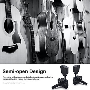 MAXCHEER 3R3L Vintage Guitar Deluxe String Tuning Pegs Machine Heads Greenish Button for Epiphone Les Paul Style Guitar Replacement (Black)