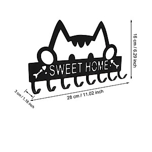 Fermus Cat Key Hook for Wall Key Holder Wall Mounted Metal Home Key Rack Keychain Hanger with 8 Hooks for Entryway, Backdoor 11 x 6.3 Inches