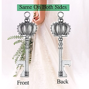 AebDerp 50Pcs Key Bottle Opener Wedding Party Favors, Crown Vintage Skeleton Keys Bulk with Candy Box and Ribbon, Bridal Shower Party Souvenirs Gifts for Guests (Silver)