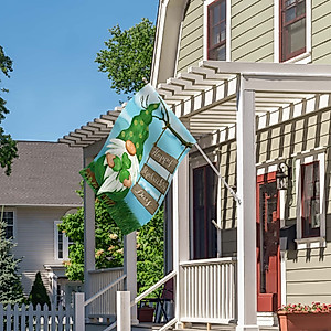 Morigins Happy St Patrick's Day Leprechaun Clover Double Sided Spring House Flag 28x40 inch