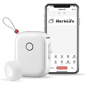 MARKLIFE P12 Label Maker Machine with Tape - Portable Bluetooth Label Printer, Mini Printer Can Print Continuous Label, Sticker Printer Compatible with iOS Android, for Business Home Office (White)