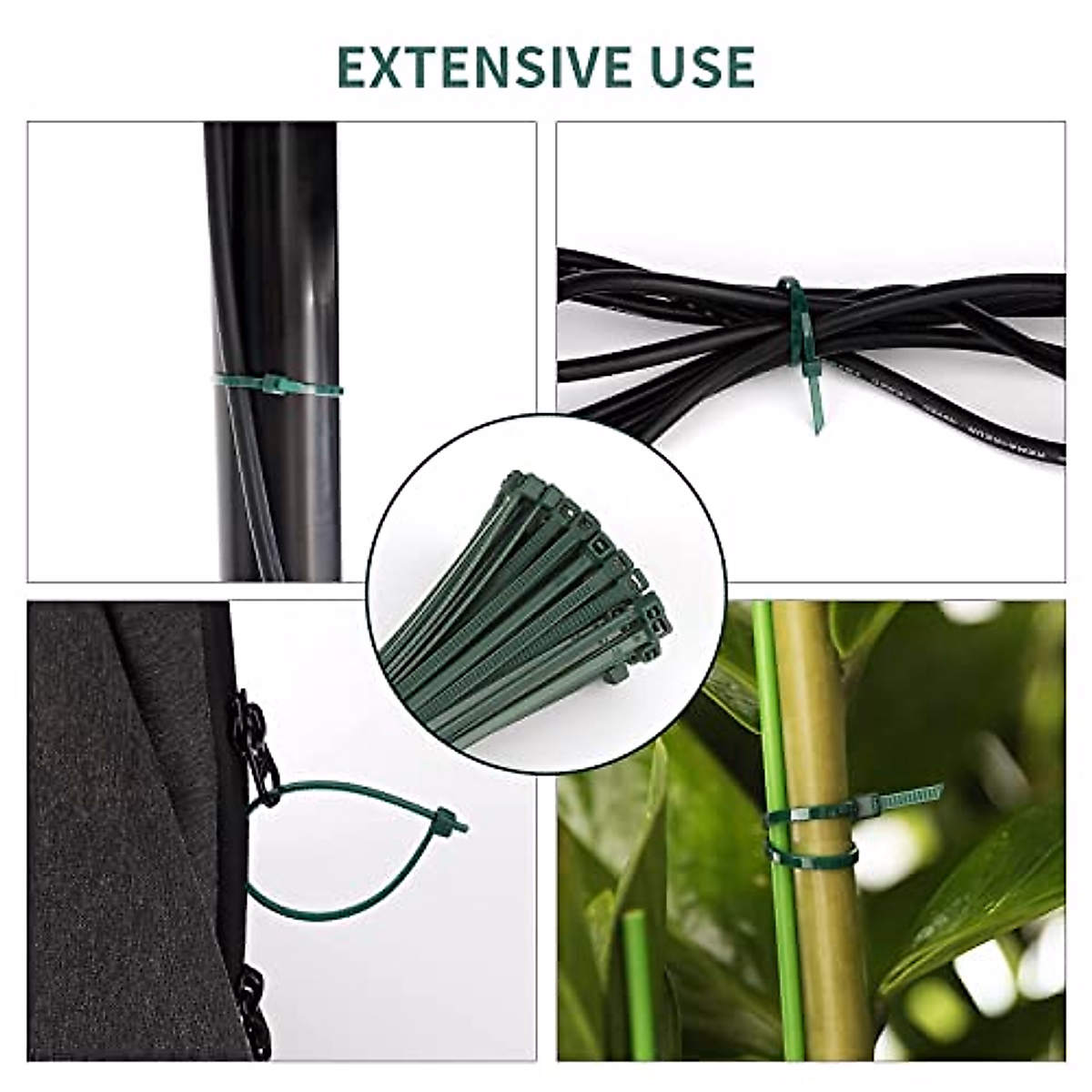 KINGLAKE GARDEN Green Zip Ties 6 Inch 3MM 100 Pack Green Self-Locking Green Nylon Ties,Premium Plastic Wire Ties for Indoor and Outdoor