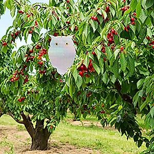 YARDWE 2PCS Owl Fake Hanging Plastic Owl Reflective Bird Blinder Scare Spiral Rods for Window Yard Garden Outdoor