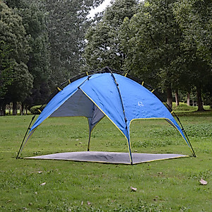 Wind Tour 3-4 Persons Instant Automatic Camping Tent, Waterproof Sun Shelters Backpacking Tents Quick Set up for Traveling, Hiking, Hunting, Fishing (Blue- Without 2 Poles+tarp)