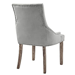 GOTMINSI Upholstered Dining Chairs, Set of 2 Accent Chairs Modern Button-Tufted Dining Room Chairs with Nailhead Trim, Velvet Dining Side Chair for Bedroom,Kitchen(Silver Grey)