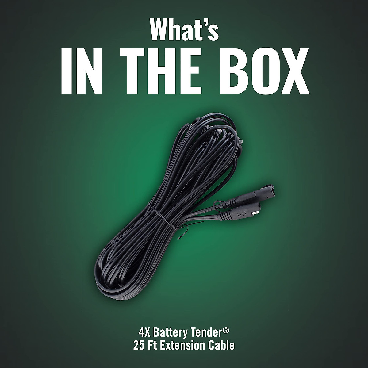 Battery Tender 25 Foot Extension SAE Cable 4 Pack - Designed for Use with Battery Tender Chargers - Quick Connect Plugs for Easy Connection to Motorcycle, Cars, ATVs and More - 081-0148-25-BG4