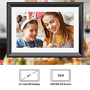 FRAMEO 10.1 Inch Digital Picture Frame WiFi, Smart Digital Photo Frame with 1280x800 IPS Touch Screen Display, Built-in 16GB Storage, Auto-Rotate, Easy Setup, Share Photos and Videos via Frameo App