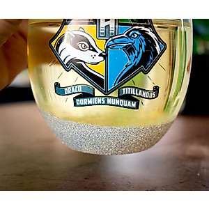 Silver Buffalo Harry Potter Animal Crests Teardrop Stemless Wine Glass | Holds 20 Ounces