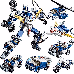 ENHANA 6 in 1 Building Block Transform Robot Vehicles Kids Toys,STEM Learning Building Bricks Plane Set for 6-12 Years Old Boys,Robot Building Toys Christmas Birthday Gifts for Boy Girls Kids,453PCS