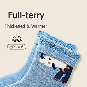 Big Kids Winter Socks Boys Warm Socks Thick Cotton Thermal Crew Socks for Boys Dinosaur 6 Pairs Size 13-1/8-10 Years