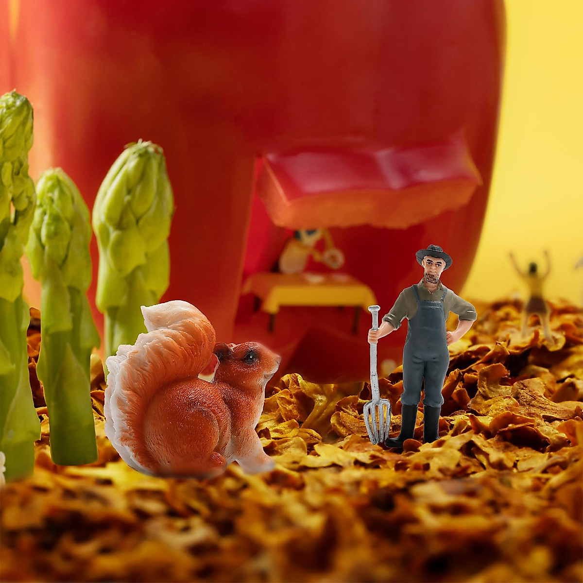 Warmtree 4 Pack Miniature Leave Realistic Miniature Leaves Simulation Leaves for DIY Model Railway Fairy Garden Diorama Supplies Christmas Thanksgiving Village Accessories