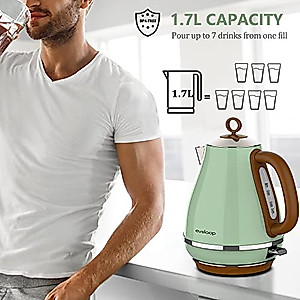 Evoloop 1.7L Electric Kettles, BPA Free Tea Kettle, Hot Water Boiler Heater, Stainless Steel Teapot, Auto Shut-Off & Boil-Dry Protection, 120V/1500W