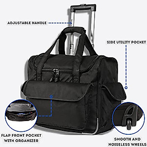 J World New York Donna Rolling Tote Bag on Wheels. Laptop Carry-On, Black (Measures 15 X 17 X 8.3 inches, Holds over 35 litres)