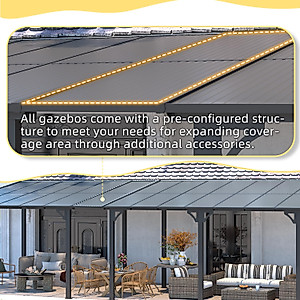 U-MAX 8' x 10' Outdoor Pergola Gazebo, Wall-Mounted Lean to Metal Awnings Gazebos on Clearance for Patio, Large Panel Roof Pergolas and Gazebo for Outdoor Use