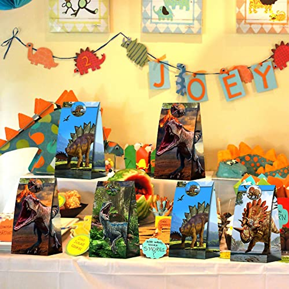 24 Pieces Dinosaur Gift Bags for Dinosaur Birthday Baby Shower Party Supplies,Dinosaur Goody Snacks Treat Candy Party Favors Bags for Kids Adults Dinosaur Dino Theme Party Decorations