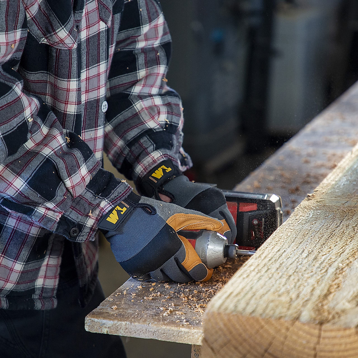 Wells Lamont Men's Heavy Duty Leather Palm Hybrid Spandex Work Gloves, Medium (3236M), Gray