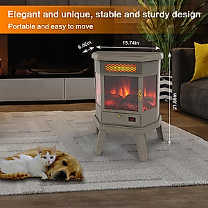 RealSmart Electric Fireplace Heater 22'' Freestanding Fireplace Stove Infrared Fireplace with 3D Flame Effect Remote Control, Timer, Overheating Protection Heater for Indoor Use Brown