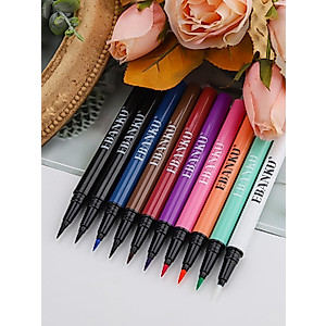 EBANKU 9 PCS UV Glow Neon Matte Liquid Eyeliner Set with 1 PCS Lash Glue Colorful Long Lasting Eyeliner Pencil Halloween Christmas Eyes Makeup Kit