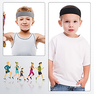 4 Pieces Kids Sports Headbands Athletic Sweatbands Headband Wicking Elastic Hairband for Girls and Boys Toddler Children (Black, Light Grey)