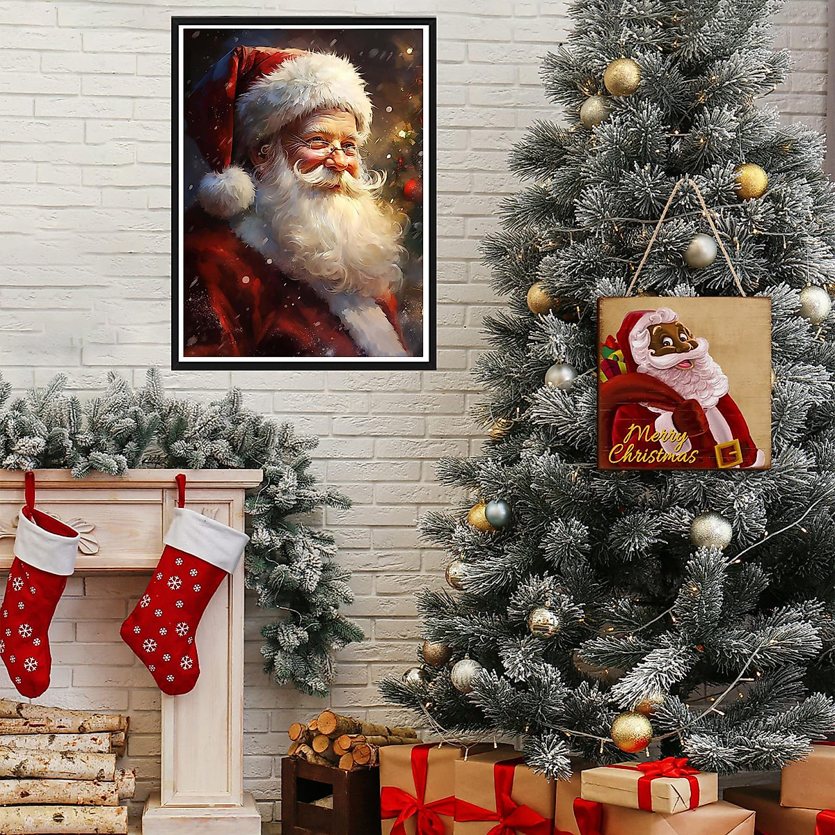SKRYUIE 5D Santa Claus Diamond Art Painting Kits - DIY Diamond Art Christmas in July, Full Round Drill - Crystal Embroidery Cross Stitch - Adult Craft for Wall & Office Decor - 12x16 inch
