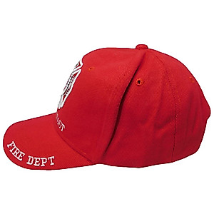Trade Winds Fire Department Dept First in Last Out Red with Red Shadow Cotton Adjustable Embroidered Baseball Hat Cap, Black, 7 3/4