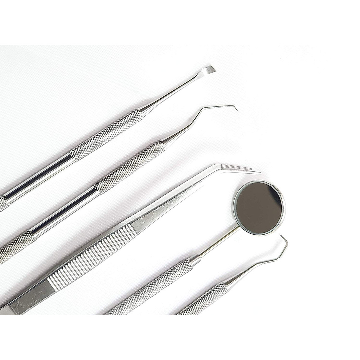 Dental Hygiene set of 5-Stainless Steel Tarter Scraper/Scaling Remover, Dental Toothpick, Mouth Mirror Scaler Tweezer For Calculus &Tartar Removal-Dentists Set is Ideal for Personal Use & Pet Friendly