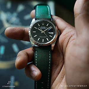 Strapseeker Theo Hybrid Nylon & FKM Rubber Performance Watch Band Replacement Watch Bands Quality Waterproof Watch Straps for Men & Women Deployment Clasp Pin Buckle Compatible with Most Watches