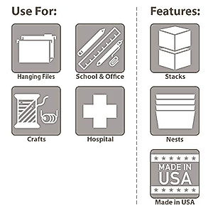 Akro-Mils 12 Gallon KeepBox File Box Plastic Stackable Storage Container with Hinged Attached Lid and Rails for Hanging File Folders, 21-Inch L x 15-Inch W x 12-Inch H, Clear/Blue